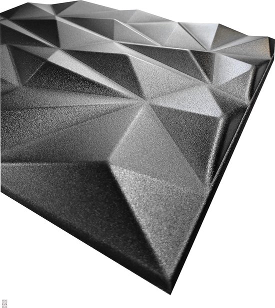 Eurodeco 3D Wandpanelen - Set van 8 Stuks, Kleur Zwart, Design Zirkon ...