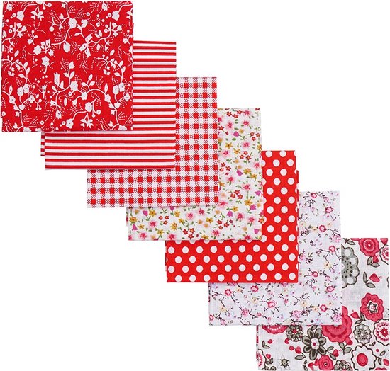 Pakket 42 lapjes stof - 24 x 25 cm - rood - roze - paars - oranje -geel ...