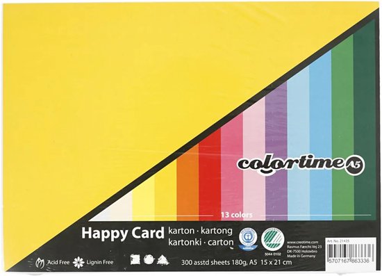 Karton - Hobbykarton - Lente Karton - 13 Verschillende Vrolijke Kleuren ...