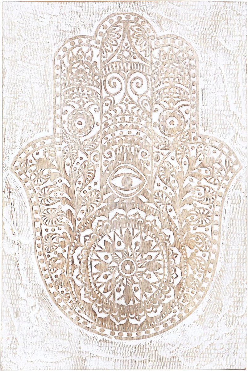 houten ornament wanddecoratie Hand van Fatima 60 cm groot XL Oosterse ...