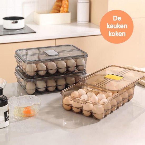 Eierdoos - Doorzichtige Plastic Eierhouder Opslag met Deksel - 24 Grids ...