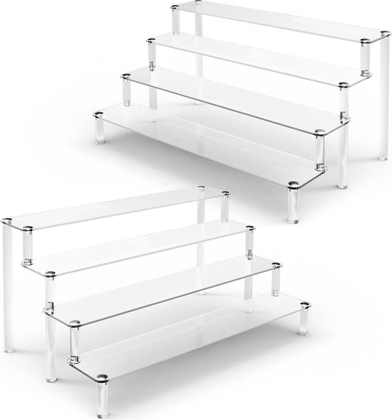 2 Stuks 4 Niveaus Acryl Riser Display Stand, Transparant Acryl Stand ...