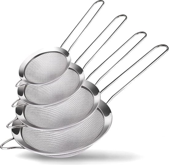 Zeefzeef, 4 maten, 8/10/12/14 cm, roestvrij staal, huishoudzeef, fijne ...