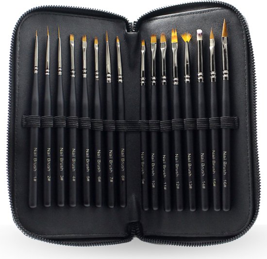 YUBBI Professionele 16-delige Nail Art Set - Nagellak Acryl Penselen ...