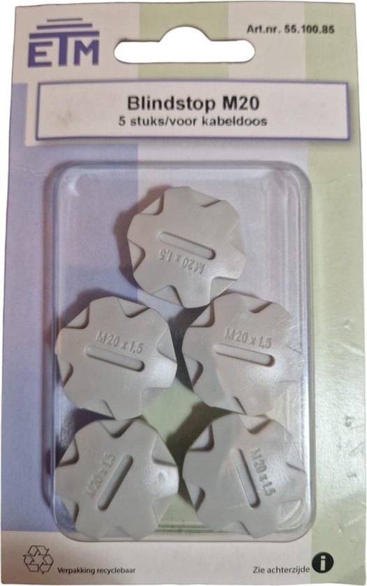 Blindstop M20 - Voor kabeldoos - 5 stuks | bol