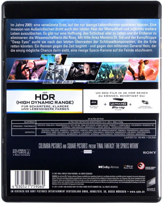 Final Fantasy: The Spirits Within [Blu-Ray 4K]+[Blu-Ray], Ming-Na Wen ...