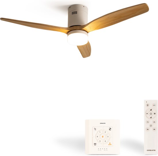 CREATE - Plafondventilator 40W silent Ø132 cm ABS - Met Verlichting ...