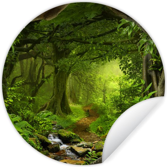 WallCircle - Behangcirkel - Behangsticker - Jungle - Rivier - Boom - Groen - Stenen -... | bol