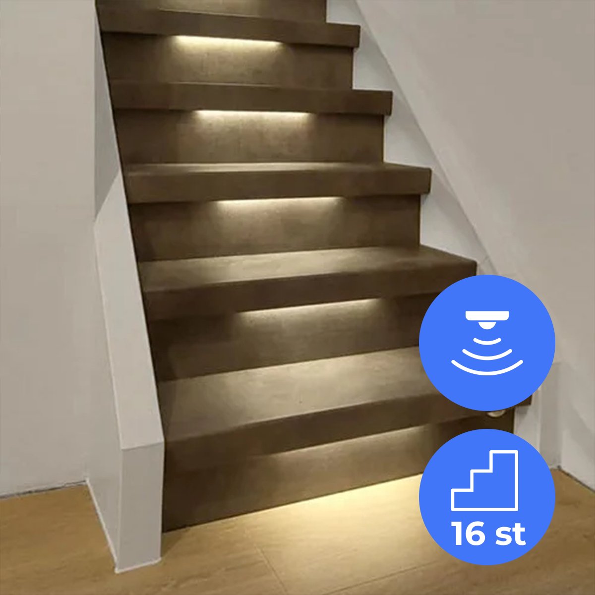 Luxe Trapverlichting set - LED Bewegingssensor max 16 Traptreden - 50 ...