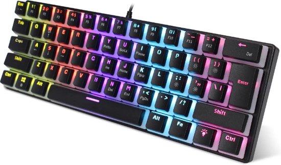 Magee Gaming Toetsenbord Mini 60% - RGB Verlicht 61 Toets Ultra-Compact ...