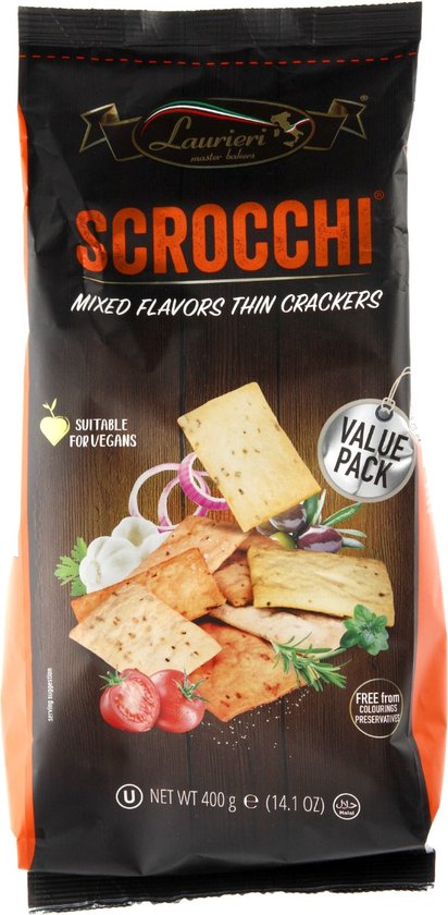 Laurieri Thin crackers mixed flavors 400 gram | bol