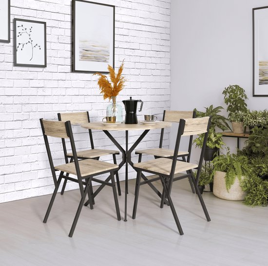 TABLE RONDE AVEC 4 CHAISES | bol