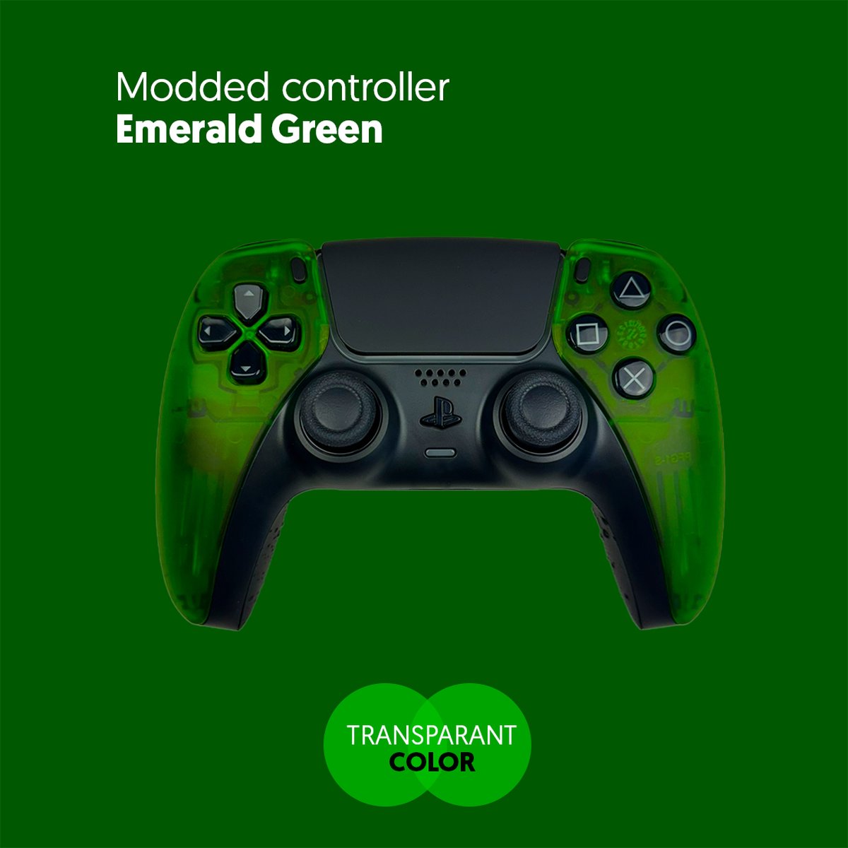 Playstation 5 controller - Emerald Green Modded Front & Backshell ...