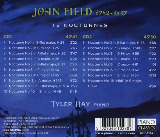 Tyler Hay - Field: 18 Nocturnes (2 CD), Tyler Hay | Muziek | bol