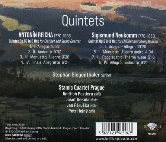 Stephan Siegenthaler, Stamic Quartet - Reicha & Neukomm: Quintets (CD ...