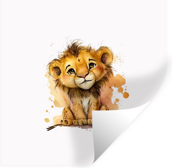 Muurstickers - Sticker Folie - Leeuw - Waterverf - Bruin - Dieren - Meisjes - Jongens... | bol
