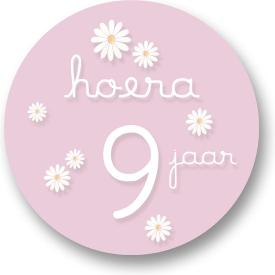 Traktatiestickers - Hoera 9 jaar - Madeliefjes - Sluitstickers - Kinderfeest Traktatie... | bol