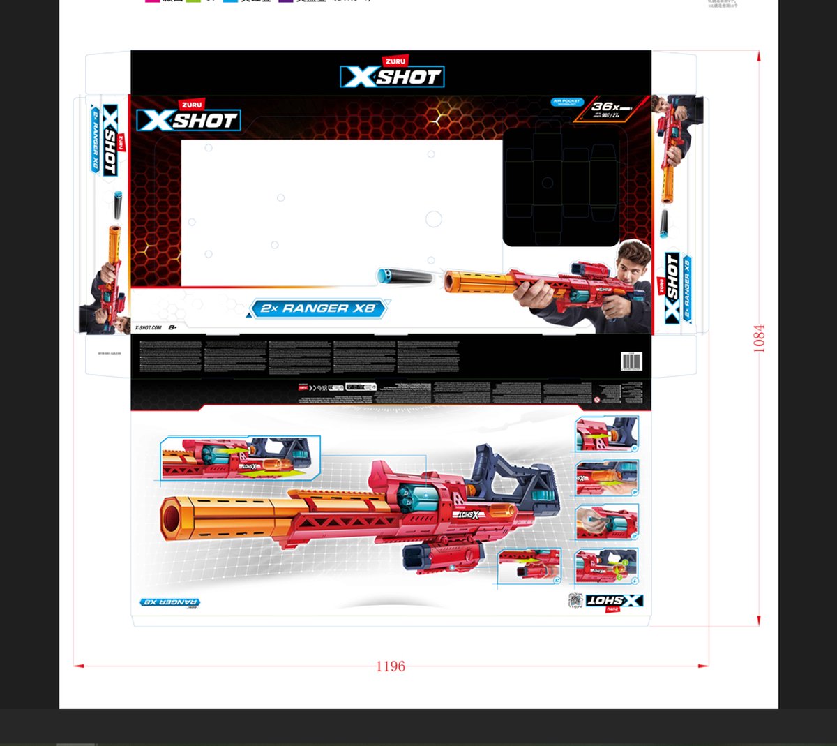 ZURU - XSHOT - Excel Ranger X8 Blaster Pakket van 2 (36 dartpijlen) van ...