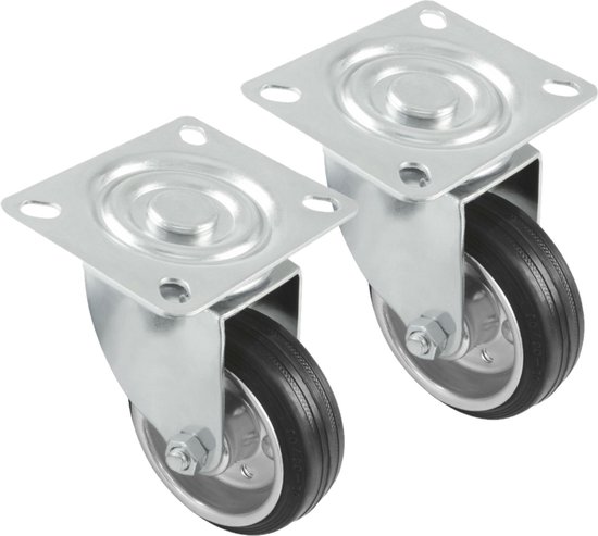 AMIG zwenkwiel/transportwiel - 2x - D100mm - rubber - 90kg ...