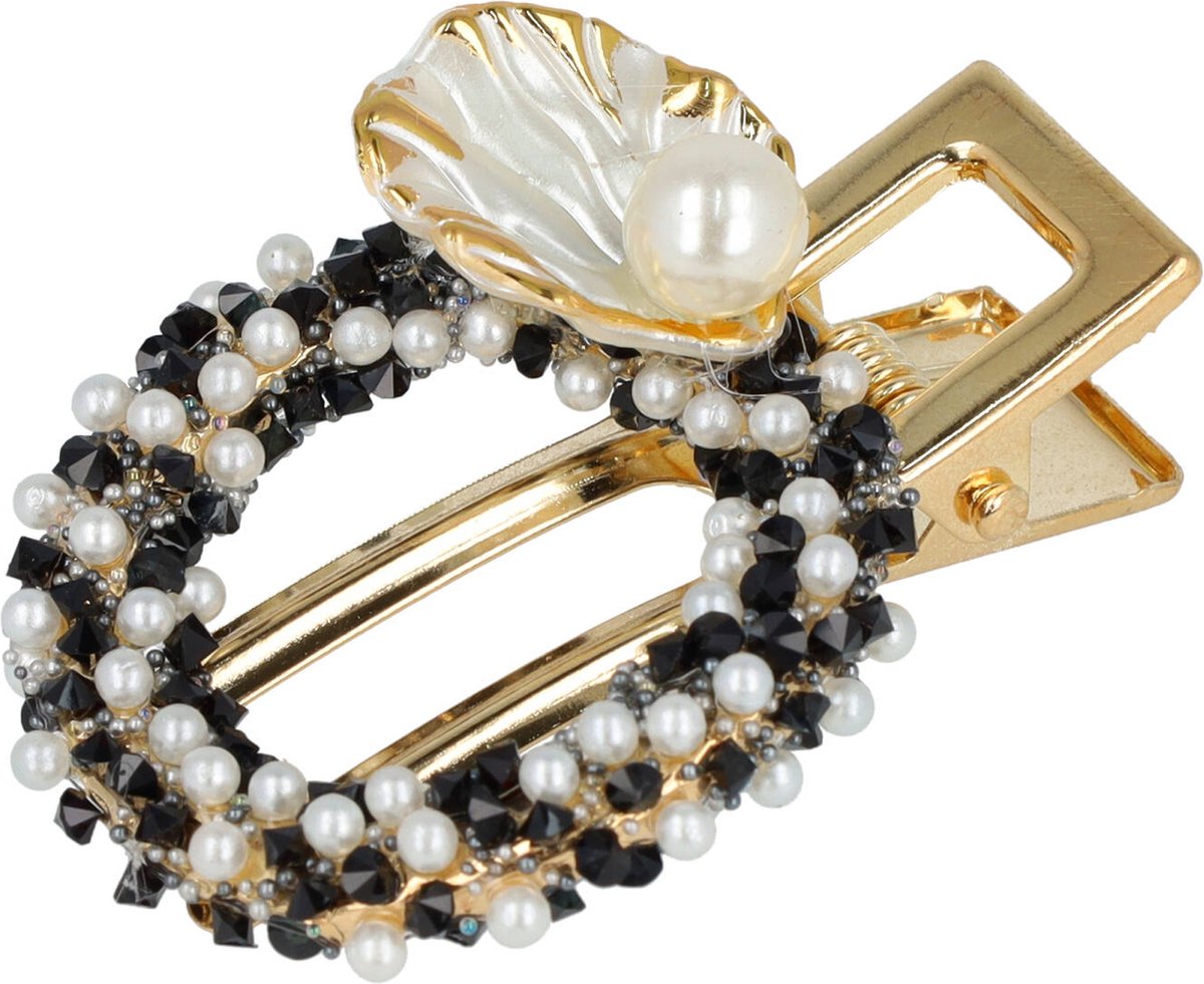 Haarspeld Duckklem Cirkel Glitter Parel Wit Zwart Goud Haarklem ...