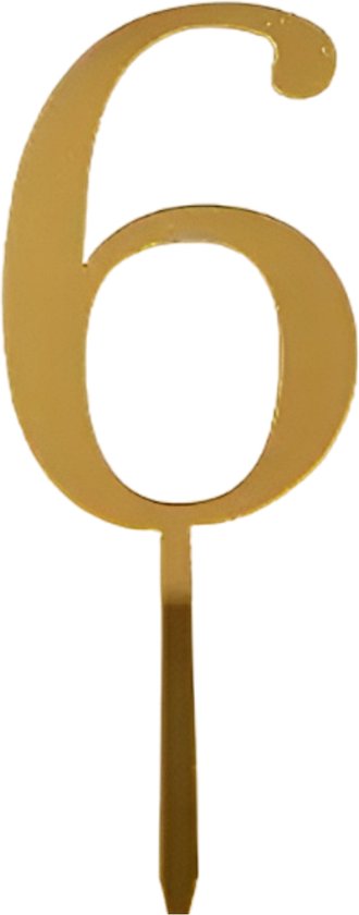 Cake Topper Cijfer 6 - Goud - 1 Stuk - Taarttopper - Taartdecoratie ...