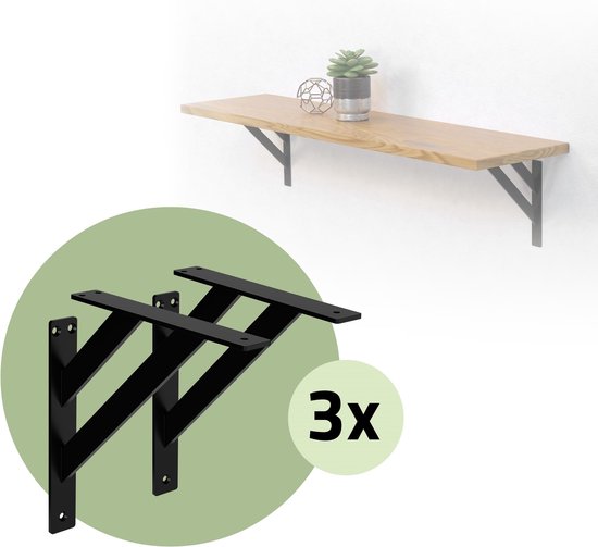 ML-Design 6 stuks plankdrager 240x240 mm, zwart, aluminium, zwevende ...