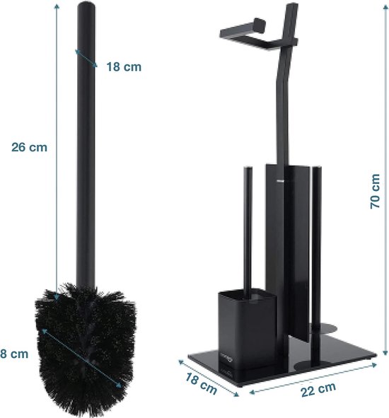 WC-set met rolhouder van verchroomd roestvrij staal voet van glas ...