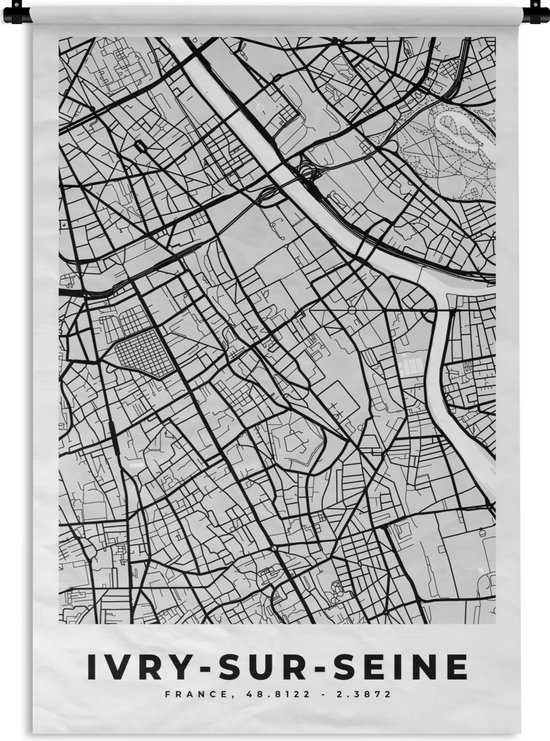 Wandkleed - Wanddoek - Kaart - Stadskaart - Frankrijk - Ivry-sur-Seine ...