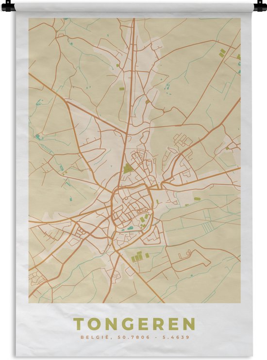Wandkleed - Wanddoek - Kaart - Vintage - Tongeren - Stadskaart ...