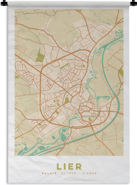 Wandkleed - Wanddoek - België - Lier - Plattegrond - Kaart - Stadskaart ...