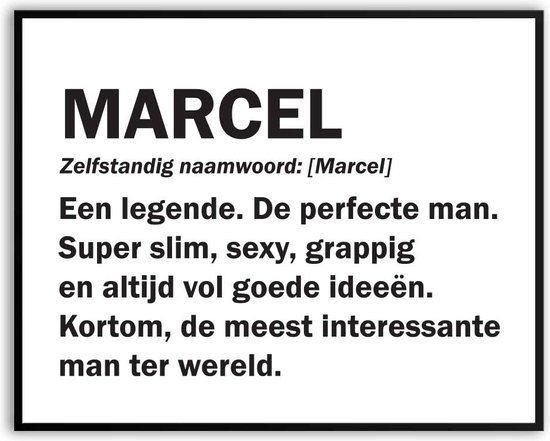 Marcel betekenis Grappig Fotolijst met glas 30 x 40 cm - Cadeau - Man ...