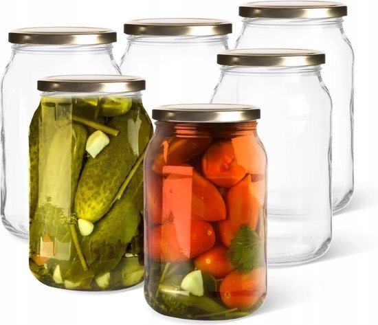 Altom Design Set van 6 Conserveringspotten 900 ml - Weckpot - Jampotten ...