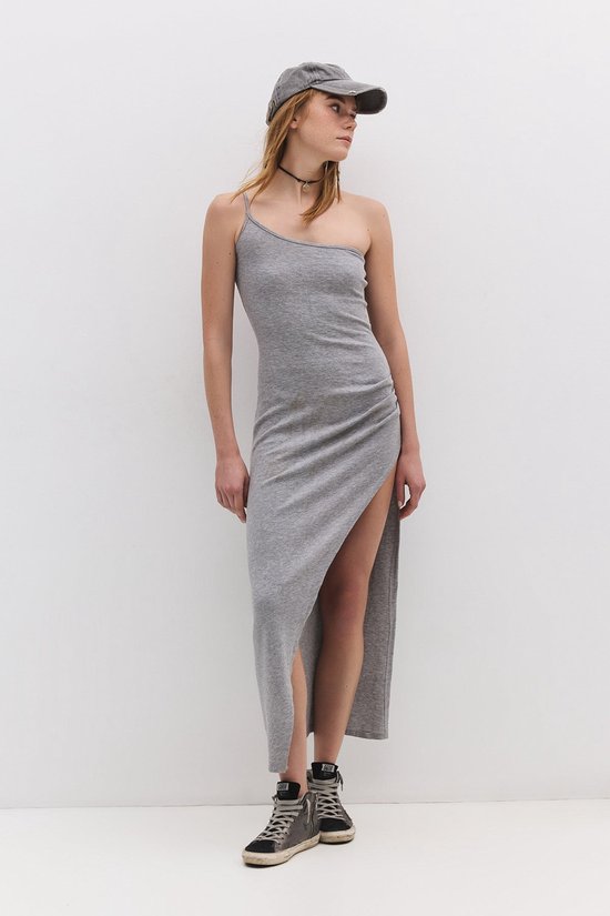 Robe longue fendue à une épaule | bol