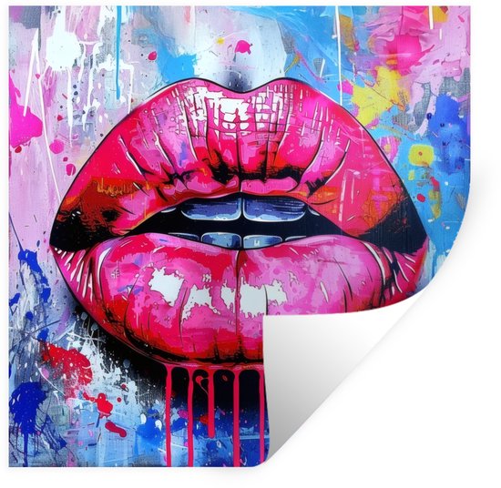 Muurstickers - Sticker Folie - Graffiti - Lippen - Felroze ...
