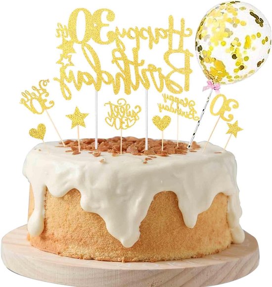 Gouden Taarttopper 30e Verjaardag Happy Birthday Versiering Mannen ...