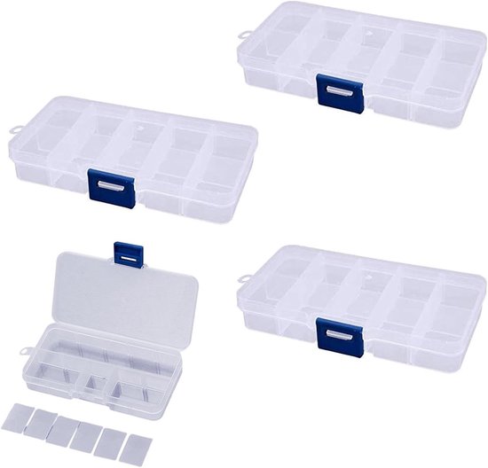 Allecto Plus - Transparante Sorteerdozen (Set van 4) - 10 Vakken ...