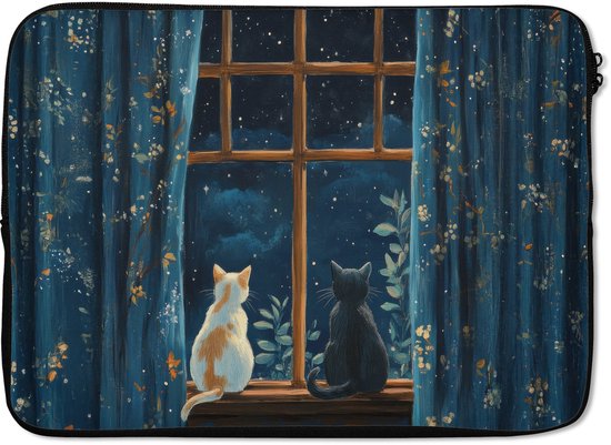 Housse de laptop 13 pouces - Chat - Ciel étoilé - Blauw - Laptop sleeve ...