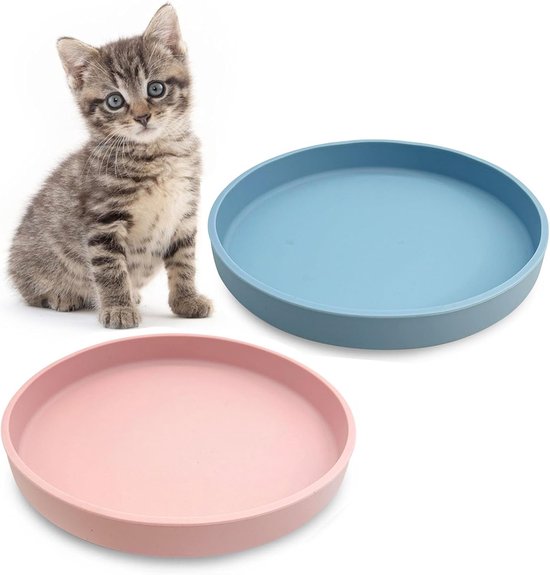 Silicone Cat Food Bowls Shallow Cat Dishes 5.9in Wide Pet Plates Set of ...