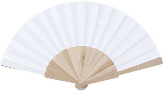 Spaanse waaier - wit - 42 x 23 cm - hout - verkoelend - handwaaier | bol