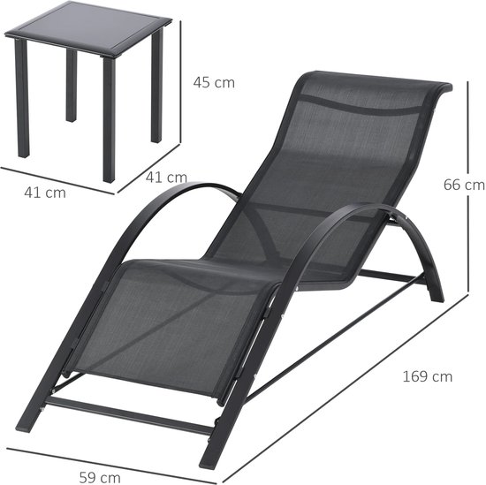 Ligstoel - Set van 2 - Ligstoel Tuin - 59x169x66cm - Weerbestendig ...