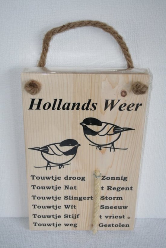 Hollands - Weerbericht - 2 Vogeltjes - Touwtje - Tekstbord - Cadeau - Buiten decoratie | bol