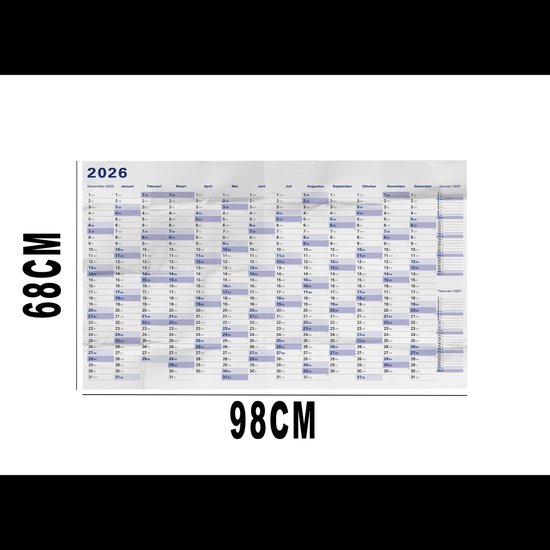 Huurdies - Jaarplanner 2026 - Gevouwen naar A4 - 98x68cm | bol