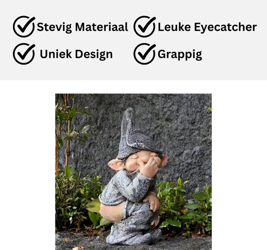 Snorbel Tuinkabouter Poepend - Grappig Kabouter Beeld - Tuindecoratie | bol