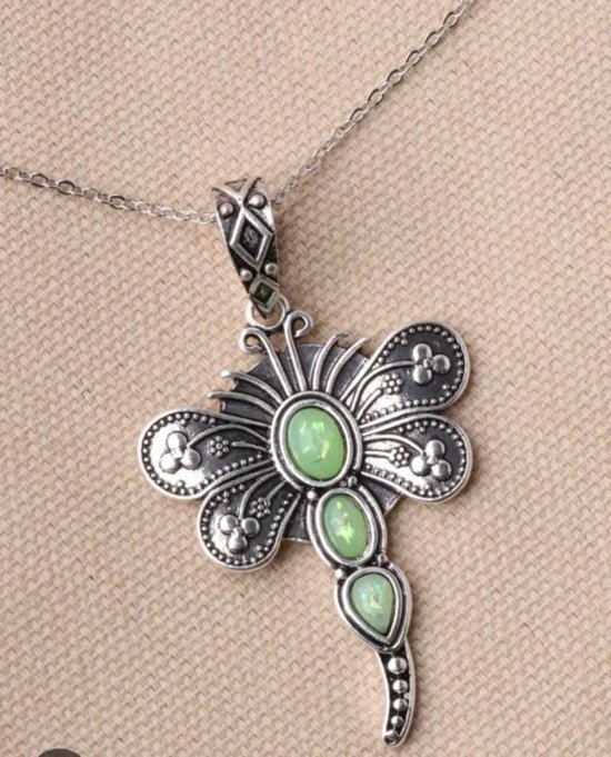 Ketting met Libelle groene steentjes - Libelle - Dragonfly | bol