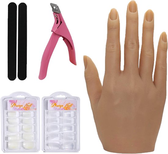 Siliconen oefenhand voor nagels - flexibele mannequin hand - 200 ...