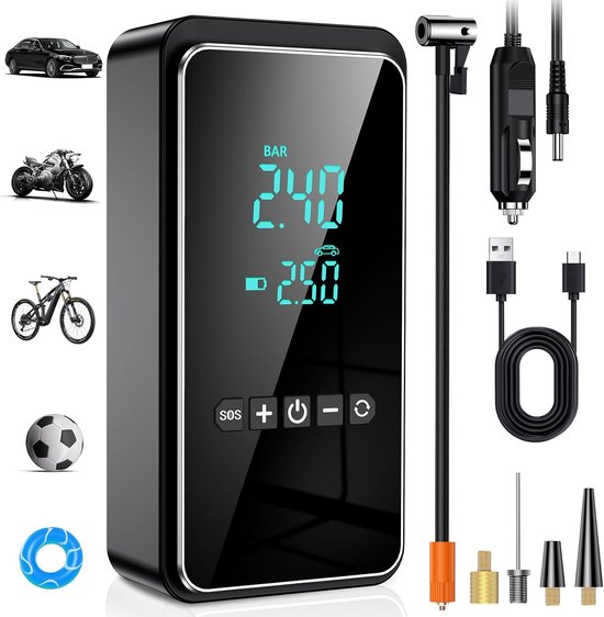 Lzwintrading Elektrische Fietspomp Oplaadbaar - Draagbare Luchtcompressor - Bandenpomp... | bol