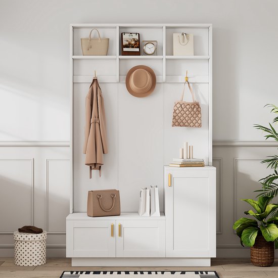 Pugsdrly Garderobeset met bankje en opbergruimte voor schoenen ...