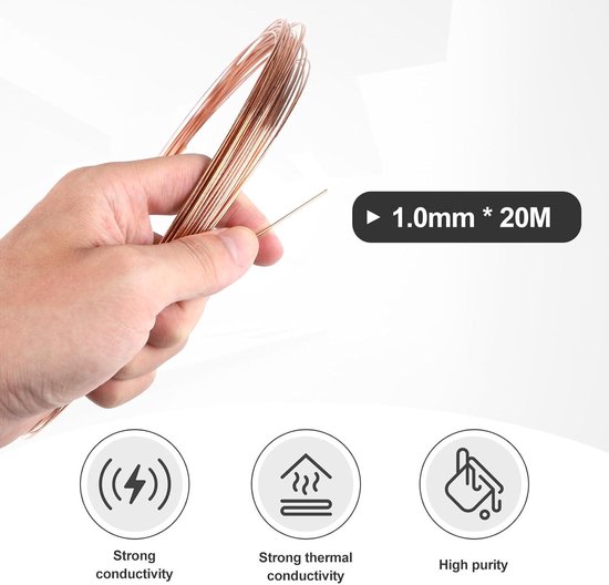 Fil de cuivre ø 1 mm x 20 m - Fil créatif pour soudure, bijoux et ...