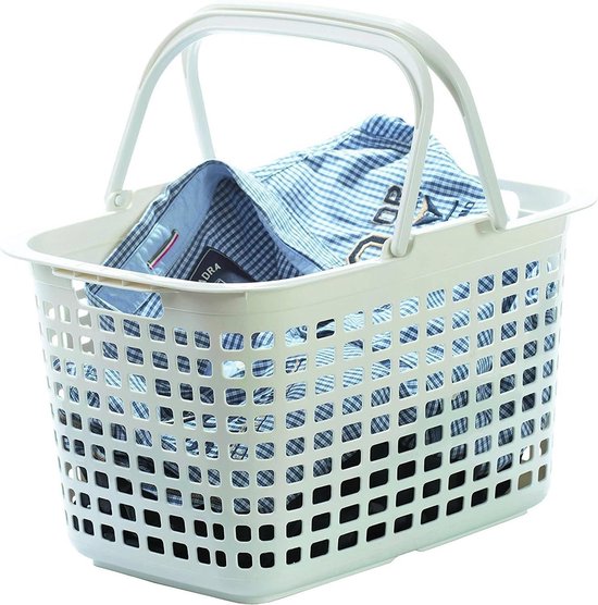 Plastic Laundry Basket Set of 2 - 25 L Ergonomic Handles BPA Free Mesh ...