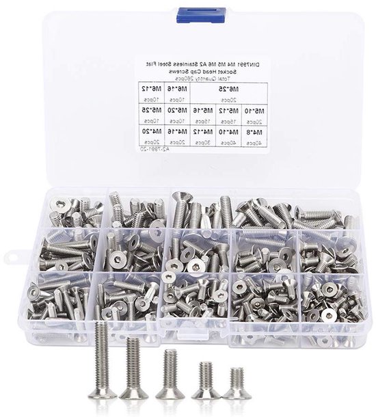 JGS Premium - 260-delige Platkop Machineschroeven Set voor Elektronica ...
